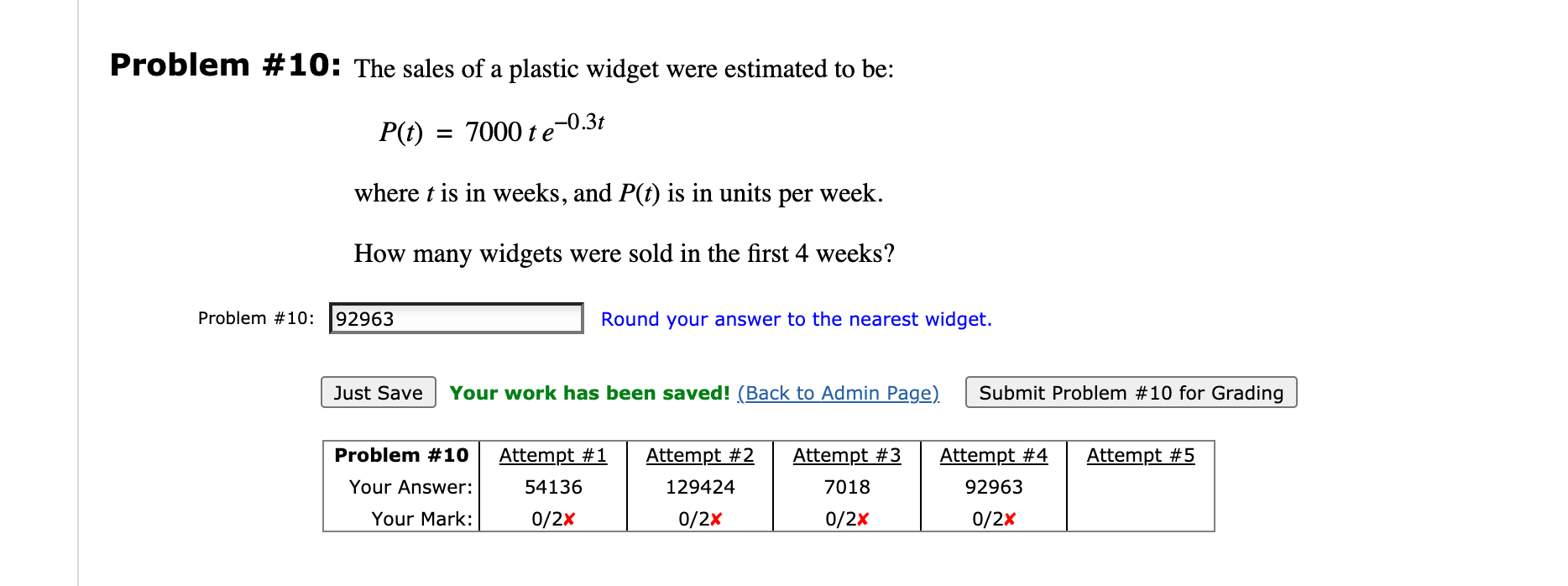 Solved Problem #10: The sales of a plastic widget were | Chegg.com