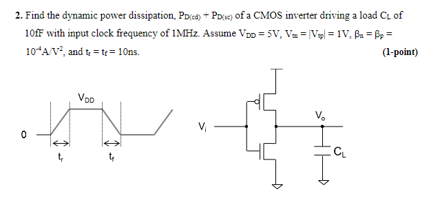 Solved 2 Find The Dynamic Power Dissipation Pdca Pde