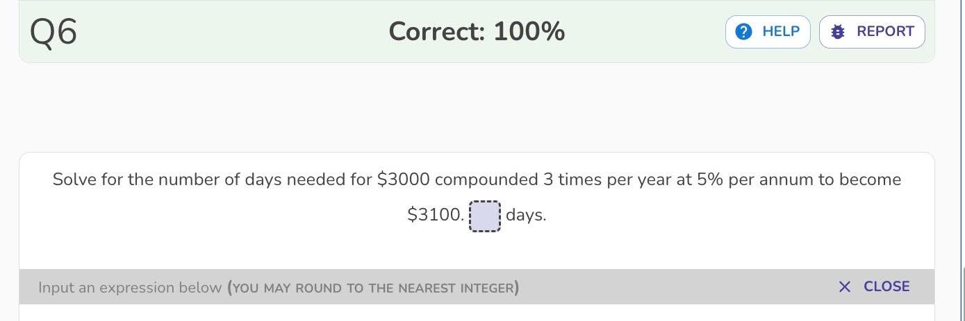 Solved solve for the number of days needed for$3000 | Chegg.com