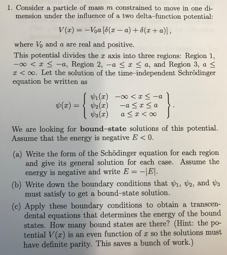 Solved 1. Consider a particle of mass m constrained to move | Chegg.com