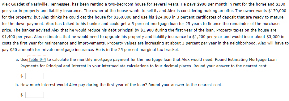 Solved Alex Guadet of Nashville, Tennessee, has been renting | Chegg.com