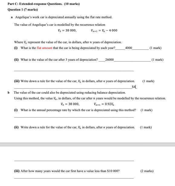 Solved Part C: Extended-response Questions. (10 marks) | Chegg.com