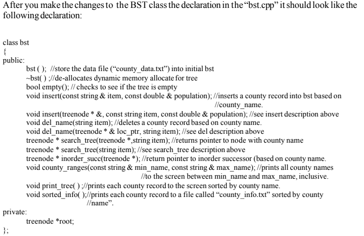 Code in C++ Make sure to submit all 3 files (bst.cpp | Chegg.com