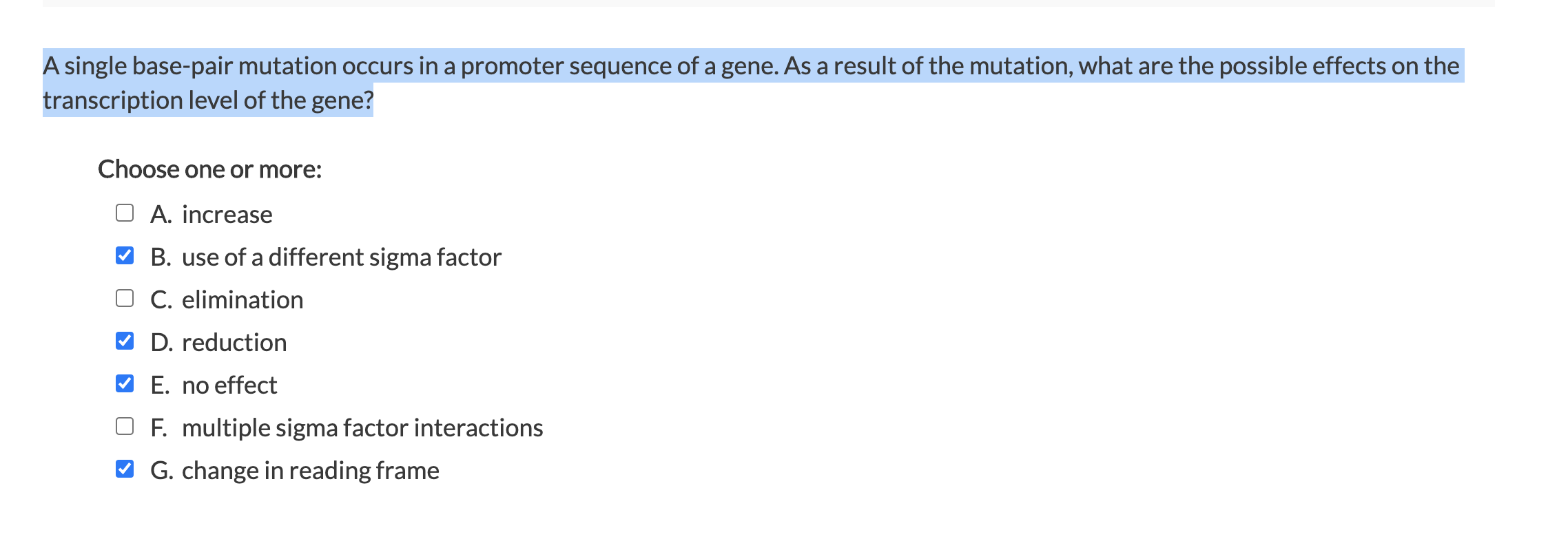 Solved A Single Base Pair Mutation Occurs In A Promoter 2268