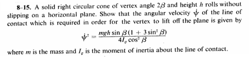 Solved 8-15. A solid right circular cone of vertex angle 28 | Chegg.com
