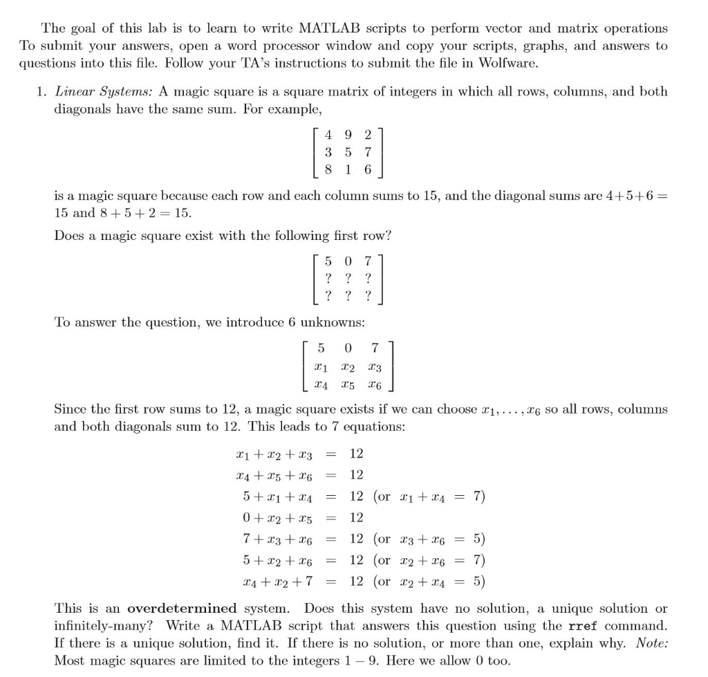 The goal of this lab is to learn to write MATLAB | Chegg.com