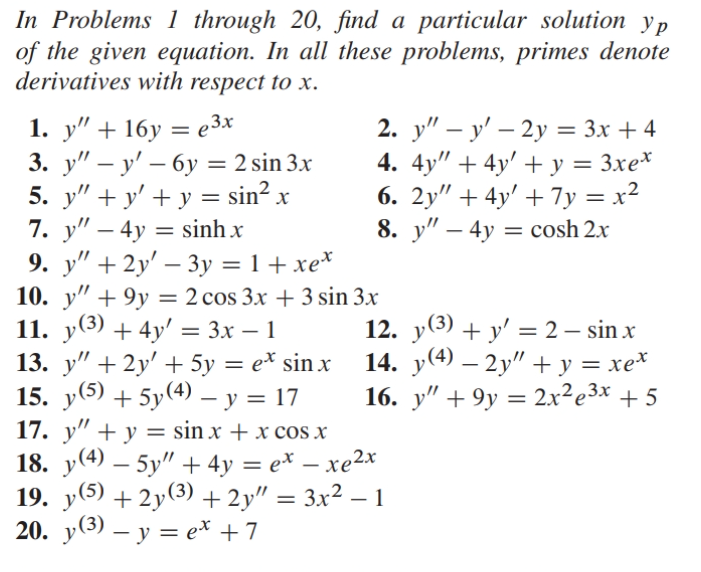 Solved In Problems 1 through 20, find a particular solution | Chegg.com