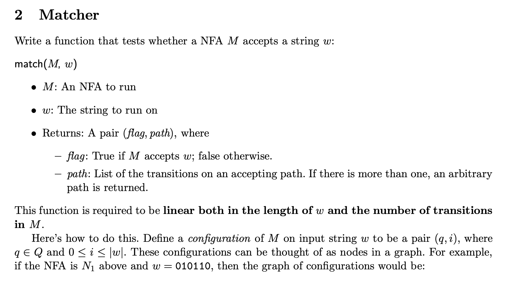 Solved 2 Matcher Write a function that tests whether a NFA M | Chegg.com