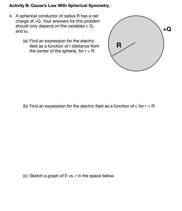 Solved Activity B: Gauss's Law With Spherical Symmetry 4. A | Chegg.com