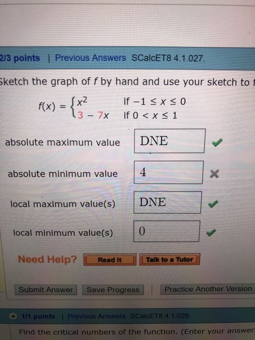 Solved 2/3 points | Previous Answers SCalcET8 4.1.027. | Chegg.com