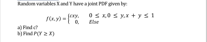 Solved Random variables x ﻿and Y ﻿have a joint PDF ﻿given | Chegg.com