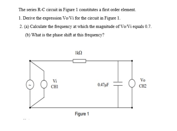 Solved The series R-C circuit in Figure 1 constitutes a | Chegg.com