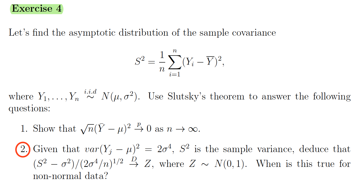 Solved Exercise 4 Let's find the asymptotic distribution of | Chegg.com