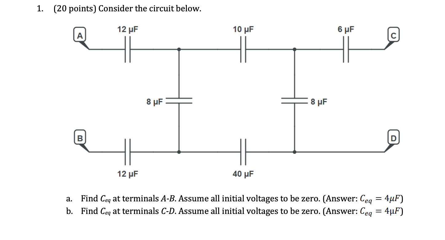 Solved (20 ﻿points) ﻿Consider the circuit below.a. ﻿Find | Chegg.com