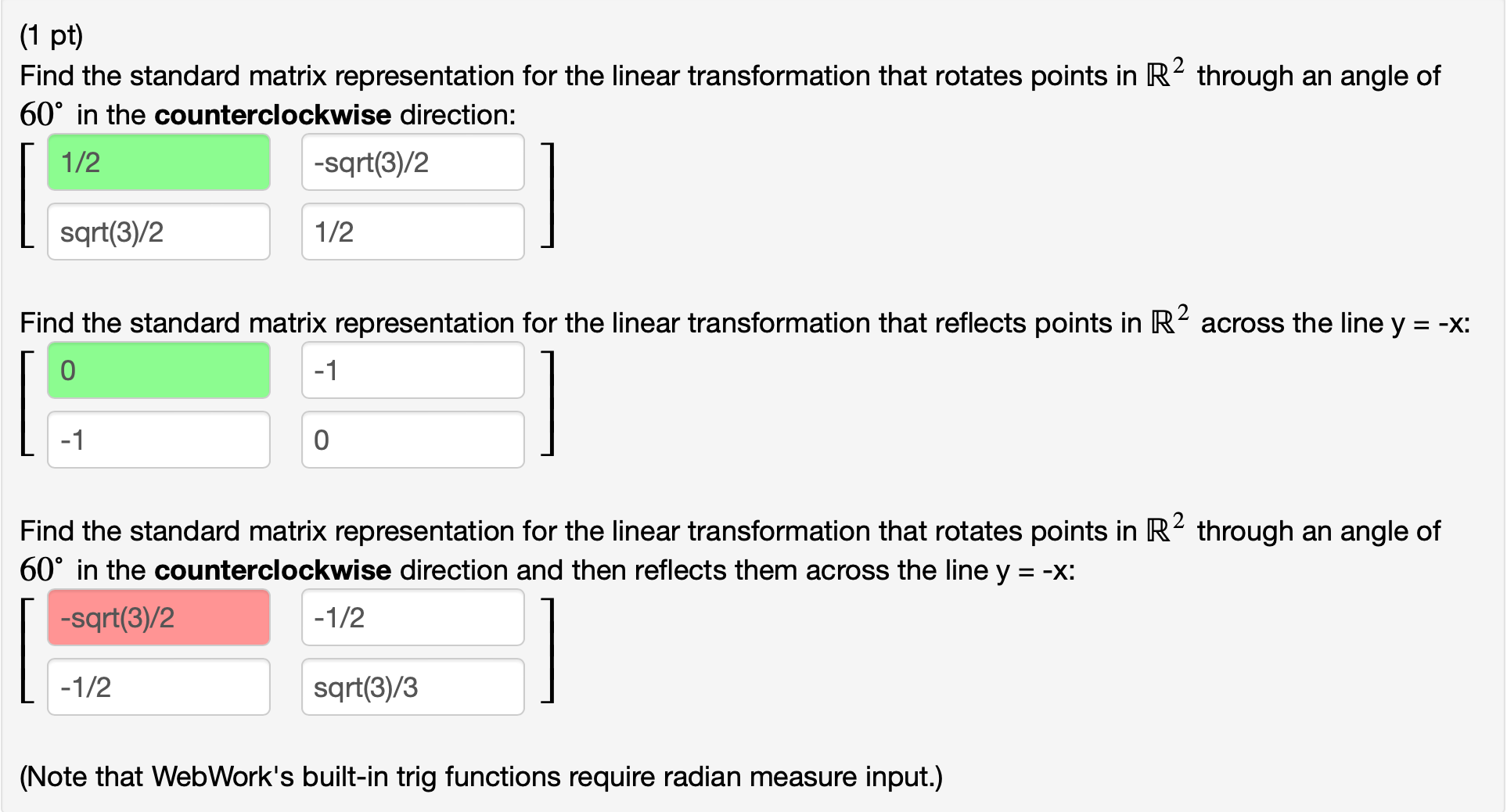 Solved Find the standard matrix representation for the | Chegg.com