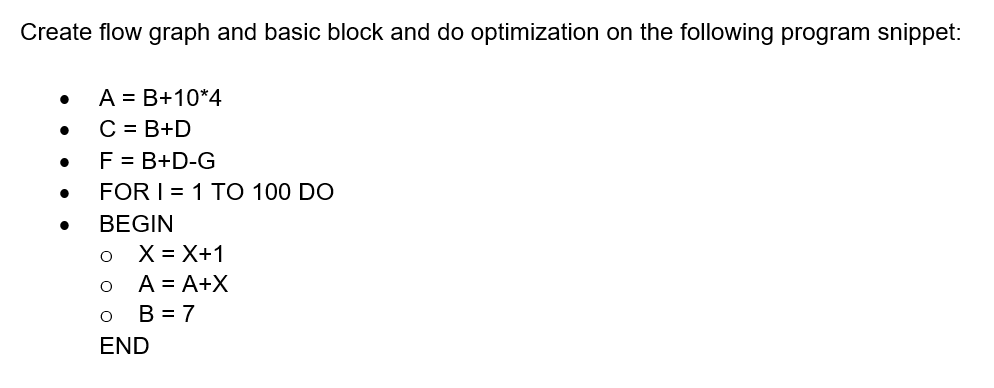 Create flow graph and basic block and do optimization | Chegg.com
