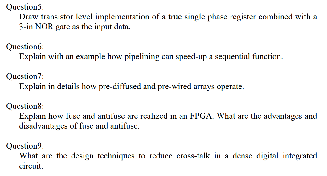 Question5: Draw transistor level implementation of a | Chegg.com