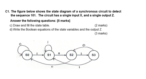 Solved C1. The figure below shows the state diagram of a | Chegg.com