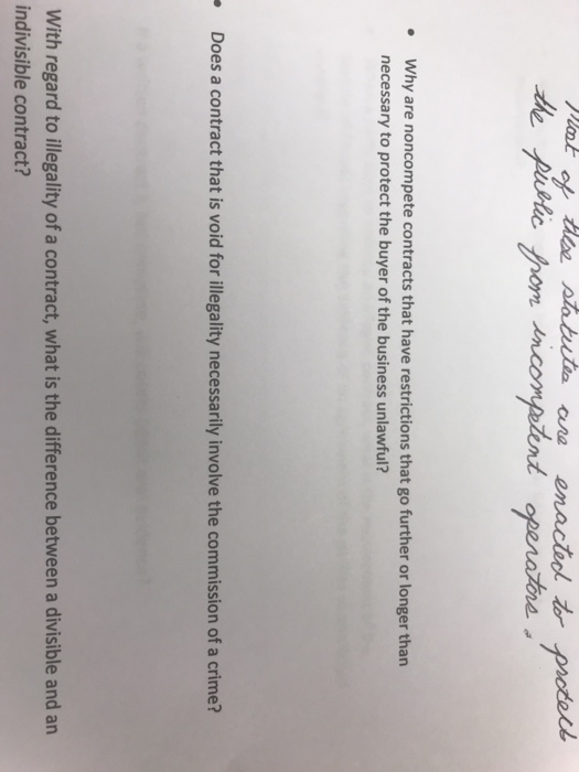 Solved Why are noncompete contracts that have restrictions | Chegg.com