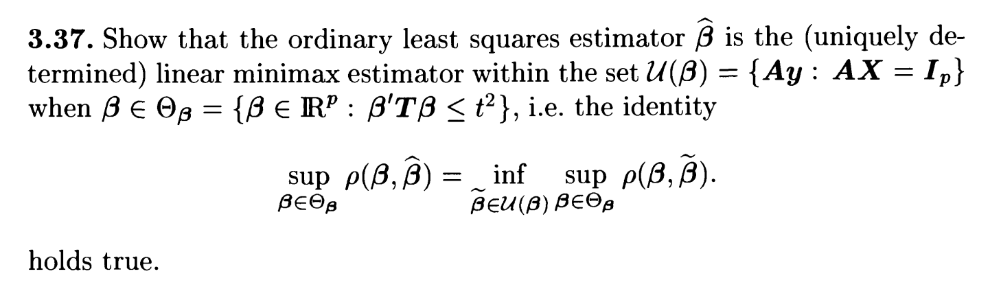 Solved 3.37. Show that the ordinary least squares estimator | Chegg.com