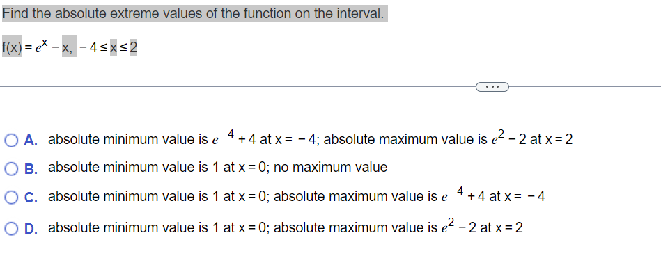 Solved Find the absolute extreme values of the function on | Chegg.com