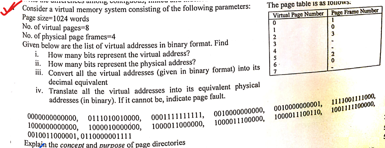 Solved Consider a virtual memory system consisting of the | Chegg.com