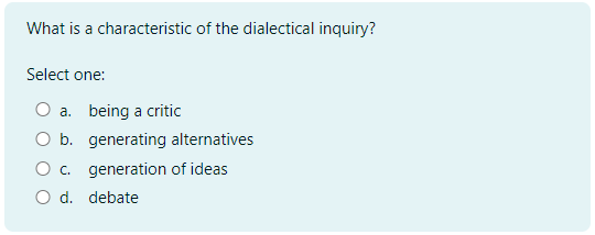 Solved What is a characteristic of the dialectical | Chegg.com