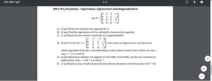 Solved S19 HW11pd 414 HW11P3 (20 points) - Eigenvalues, | Chegg.com