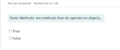 Solved Not yet answered Marked out of 1.00Static Methods: | Chegg.com