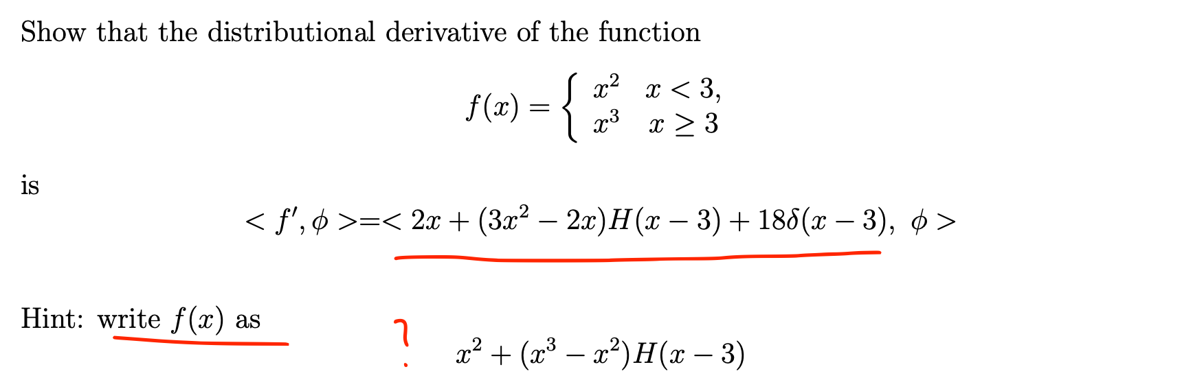 Solved Example 4: Find the derivative (in the distributional | Chegg.com