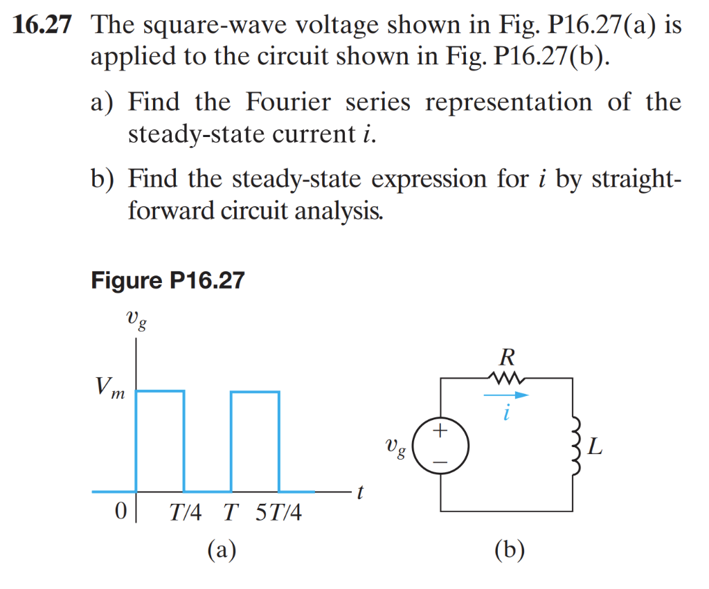 Solved 16.27 The square-wave voltage shown in Fig. P16.27(a) | Chegg.com