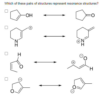 Solved Which of these pairs of structures represent | Chegg.com