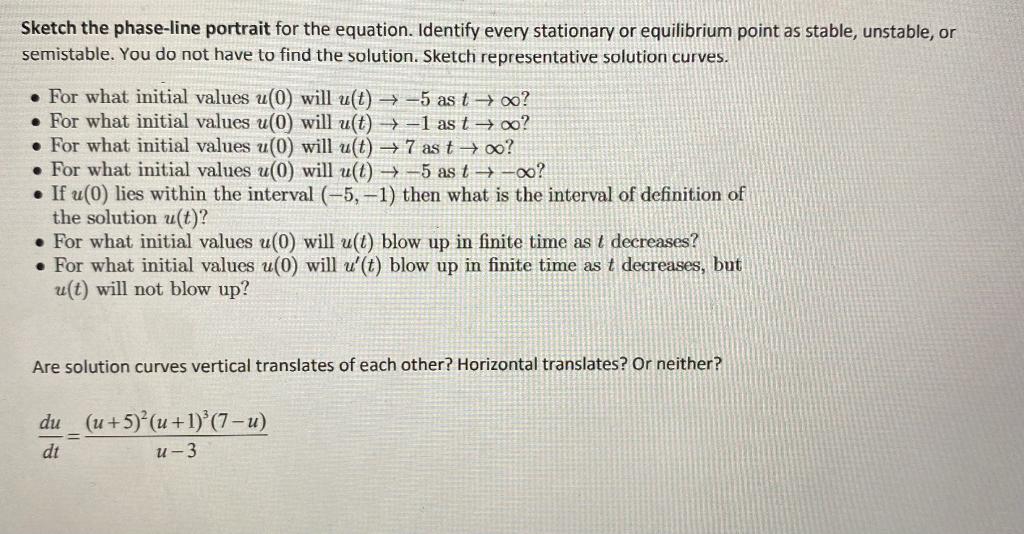 Solved Sketch the phase-line portrait for the equation. | Chegg.com