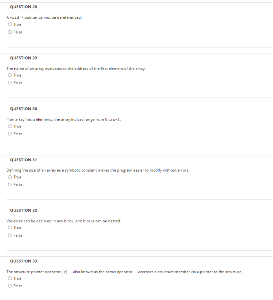 Solved QUESTION 28 Avoid pointer cannot be dereferenced. O | Chegg.com
