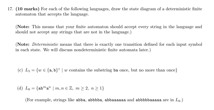 Solved ( ﻿For each of the following languages, draw the | Chegg.com