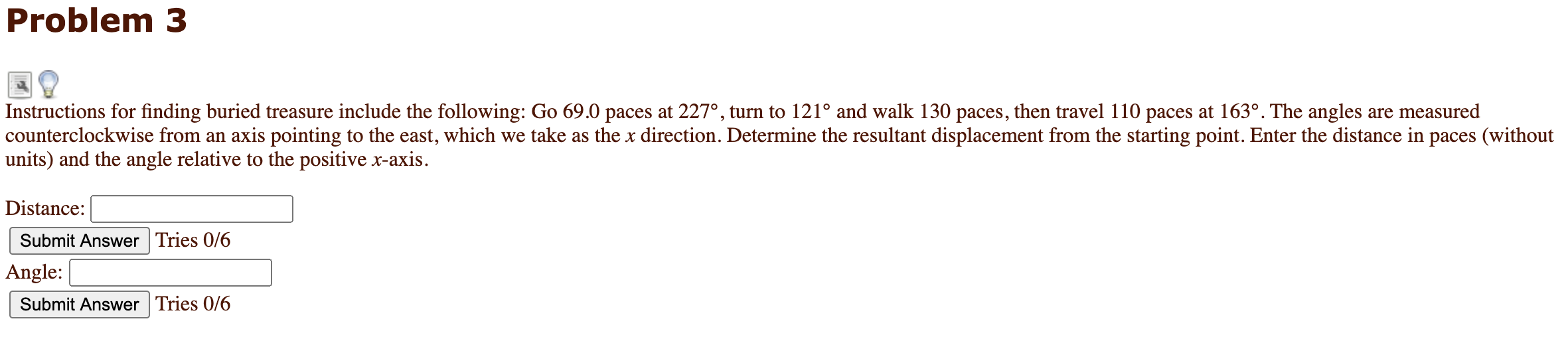 Solved Problem 3 Instructions for finding buried treasure | Chegg.com
