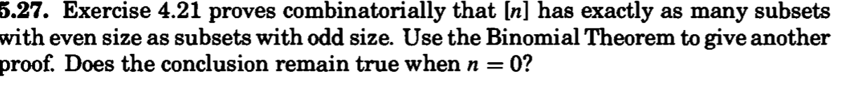 Solved 5.27. Exercise 4.21 proves combinatorially that [n] | Chegg.com | Chegg.com