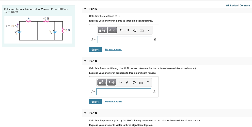 Solved Review Constants Part A Reference the circuit shown | Chegg.com