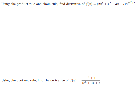 Using the product rule and chain rule, find | Chegg.com