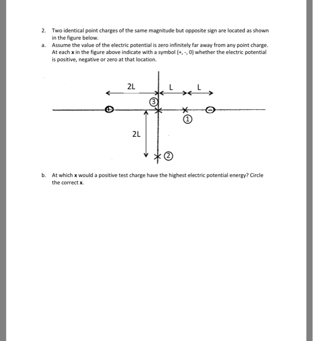 Solved 2. Two identical point charges of the same magnitude | Chegg.com