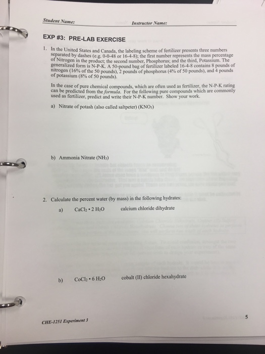 Solved Student Name: Instructor Name: EXP #3: PRE-LAB | Chegg.com