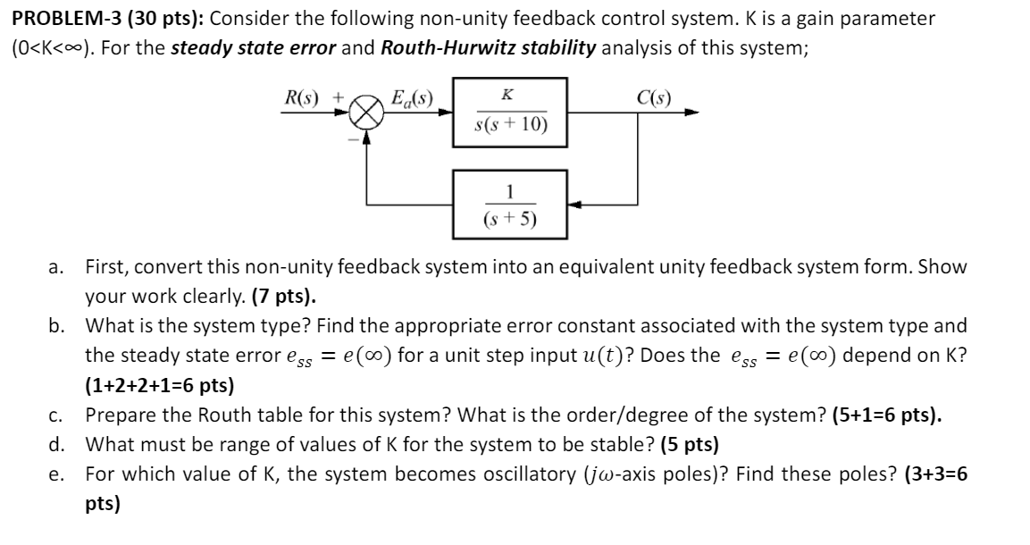Solved PROBLEM-3 ( 30 pts): Consider the following non-unity | Chegg.com