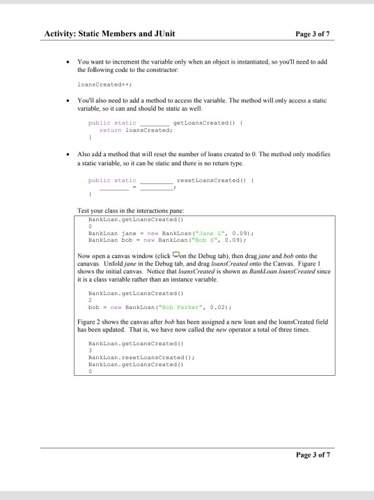 Solved Activity: Static Members and JUnit Page 1 of 7 Goals: | Chegg.com