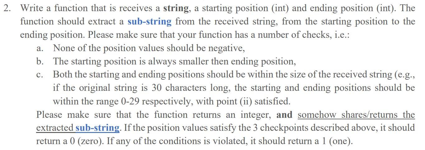 Solved 2. Write a function that is receives a string, a | Chegg.com