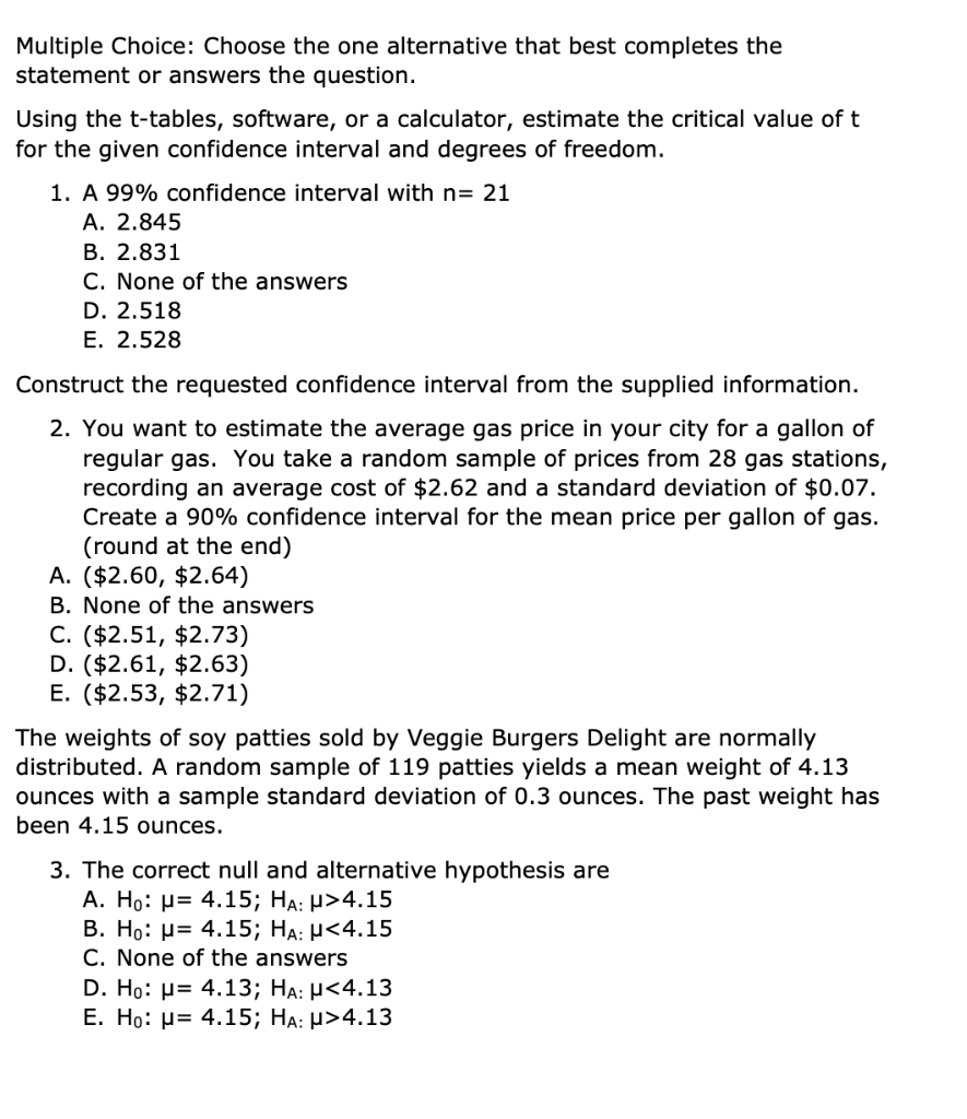 Solved Multiple Choice: Choose the one alternative that best | Chegg.com