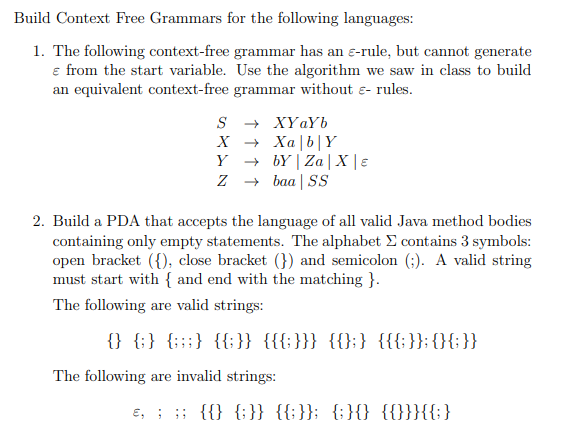 Solved Build Context Free Grammars for the following | Chegg.com
