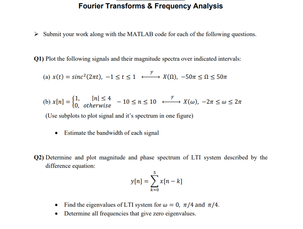 Solved Solve the below question in MATLAB and submit your | Chegg.com