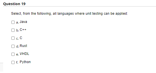 Solved Question 18 Select, from the following, all languages | Chegg.com