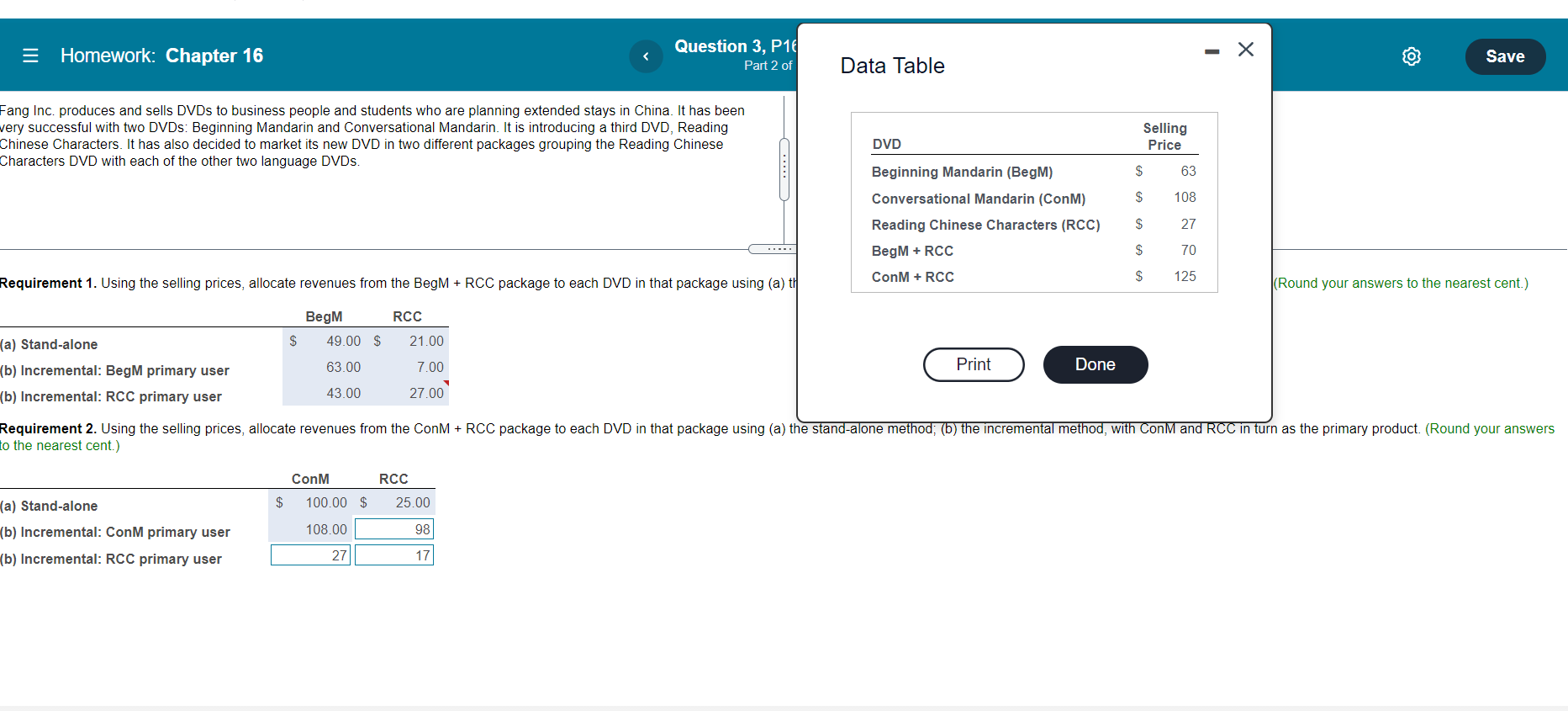 Solved Homework Chapter 16 Question 3 P16 Part 2 Of Х