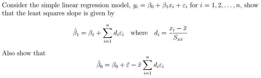 Solved Consider the simple linear regression model, yi = Bo | Chegg.com